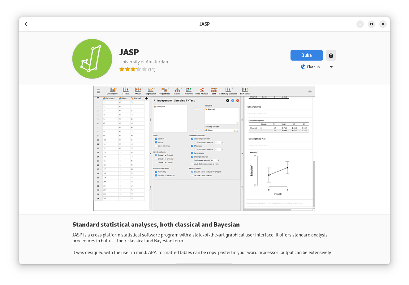 JASP hadir di Linux – Bhyllabus l'énigme