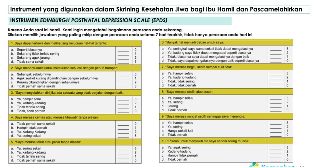 Mengenal Edinburgh Postnatal Depression Scale (EPDS): Alat Deteksi Dini ...